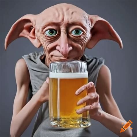 Dobby The Elf Enjoying A Drink At A Bar