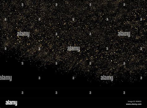 Gold Glitter Texture Isolated On Black Amber Particles Color