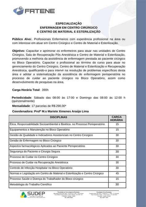 PDF ESPECIALIZAÇÃO ENFERMAGEM EM CENTRO CIRÚRGICO E CENTRO