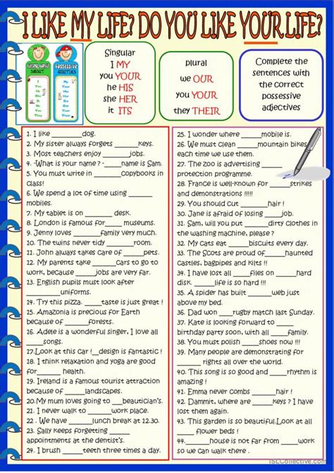 Possessive Adjectives General Gramma English Esl Worksheets Pdf Doc