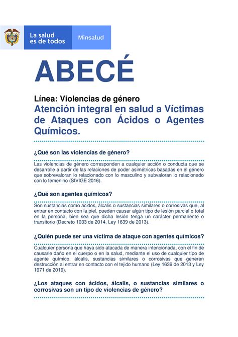 Abece Linea Violencias De Genero Atencion Integral En Saluda Victimas