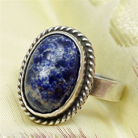 Srebrny orientalny pierścionek z lapis lazuli Kuferart galeria