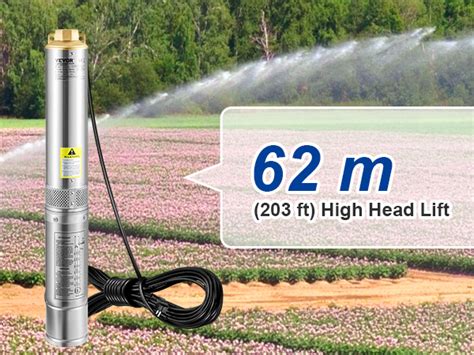 VEVOR Pompe Immergée pour Puits 105 L min 62 m Pompe à Eau pour Puits