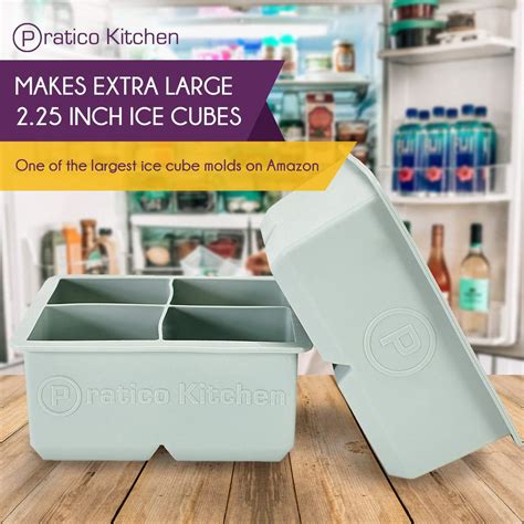 Pratico Kitchen Bandeja De Hielo Grande 4 Cubitos De Hielo Grandes De