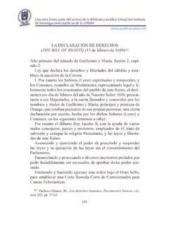 LA DECLARACIÓN DE DERECHOS THE BILL of RIGHTS 265 la declaraci 211