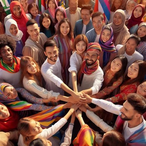 Um Grupo Diversificado De Pessoas De Diferentes Culturas Reunidas Para