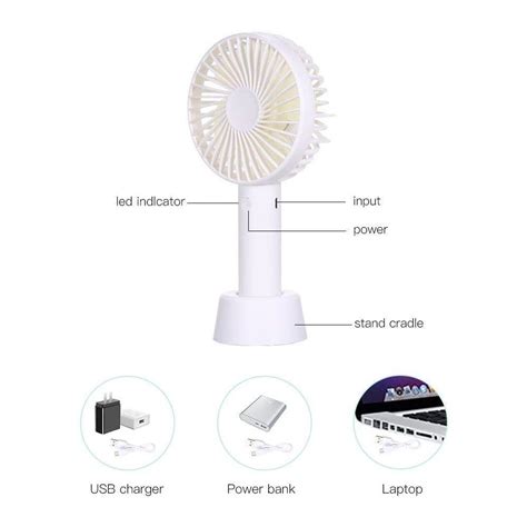Mini Ventilador Portatil Mao Bateria Usb Recarregavel 3 Velocidades