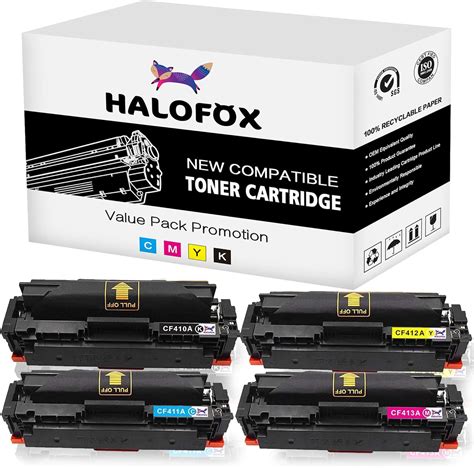HaloFox 4 Cartuchos De Tinta CF410A CF411A CF412A CF413A CF410 Para HP