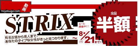 Hey動画 大人気プロバイダ 200本以上 半額セール Hey動画単品販売プロバイダSTRIXでは8月21日までの限定で237本の