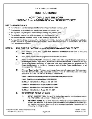 Fillable Online Superiorcourt Maricopa INSTRUCTIONS Superior Court