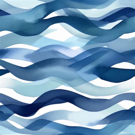 Patr N Sin Fisuras Con Ondas Azules Fondo Abstracto De Acuarela Foto