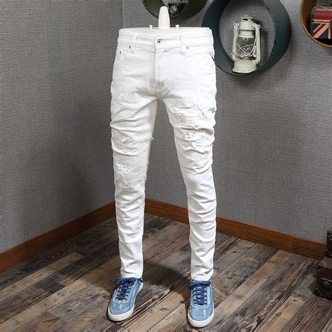 Moda Streetwear Erkek Kot Y Ksek Kaliteli Beyaz Re Grandado