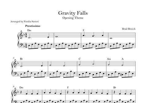 Gravity Falls Main Theme Arr Nat Lia Sartori Sheet Music Brad