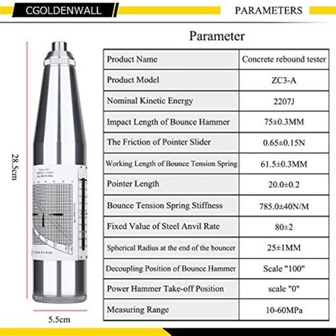 CGOLDENWALL Concrete Rebound Hammer Tester Resiliometer Test