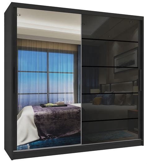 Szafa Przesuwna PREMIUM Z Lustrem SZUFLADY 200 Cm MGB SZP5 1 B 1L5B
