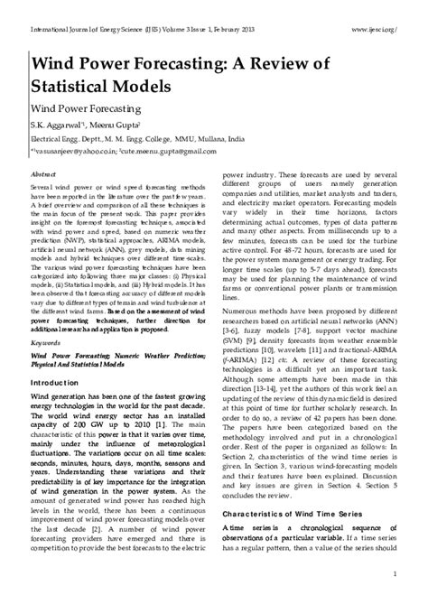 pdf wind power forecasting a review of statistical models wind power forecasting co sep