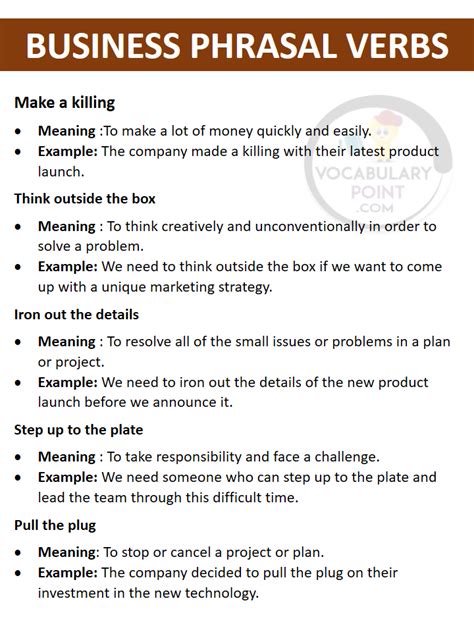 70 Business Phrasal Verbs In English Vocabulary Point