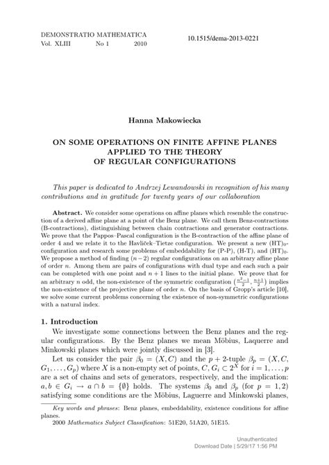 pdf on some operations on finite affine planes applied to the theory of regular configurations