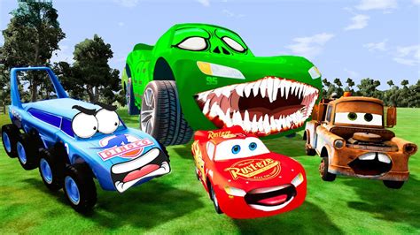 Lightning McQueen King Dinoco And MATER Vs BIG CHICK HICKS Pixar Car