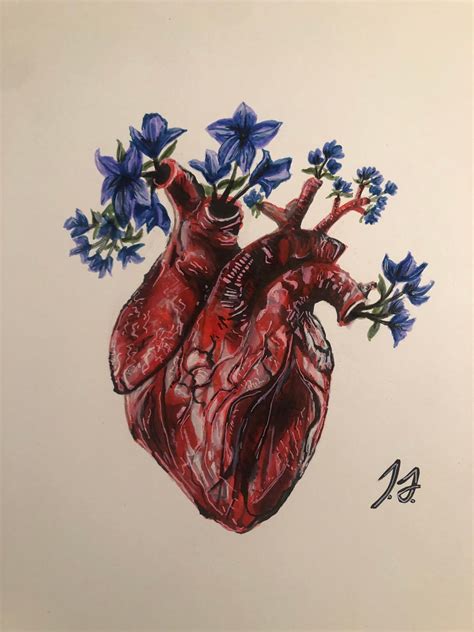 Arte de la flor del corazón arte de la acuarela artista Etsy