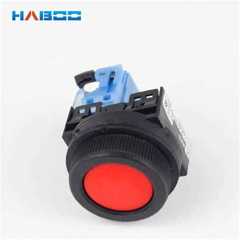 Flat Round Momentary Self Locking Yellow Red Green 30mm Plastic Push