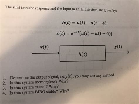 the unit impulse response and the input to an lti system are given by h t u t zuoti pro