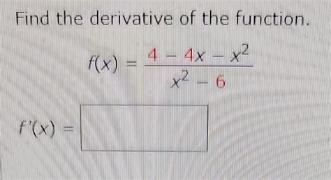 solved find the derivative of the function f x x2−64−4x−x2