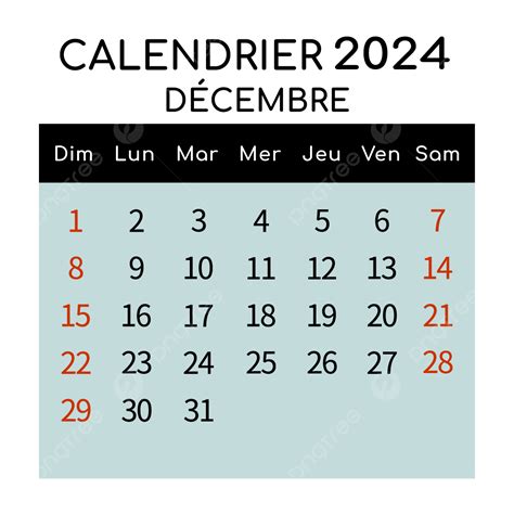 2024 Calendario Francés Diciembre PNG 2024 Calendario Invierno PNG