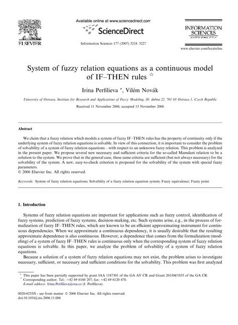 pdf system of fuzzy relation equations as a continuous model of if then rules dokumen tips