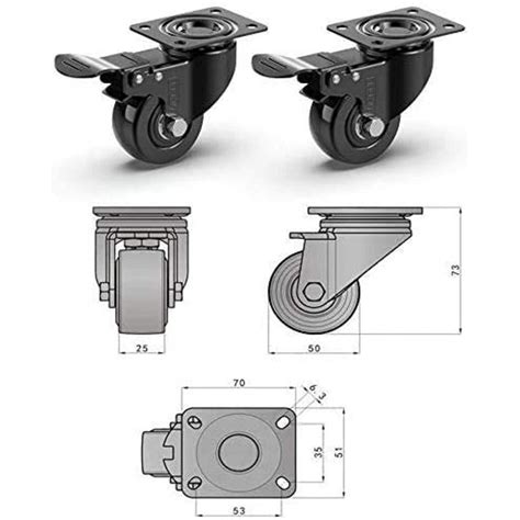 Lot De 4 Roulettes Pivotantes Pour Meubles Dont 2 Avec Frein Capaci