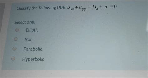 solved classify the following pde uxx uyy ux u 0