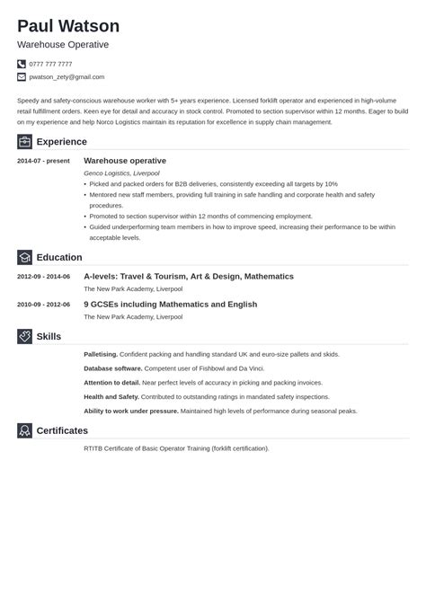 Warehouse Worker Cv Sample Printable Templates Free