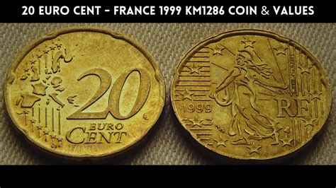 20 Euro Cent FRANCE 1999 KM1286 Coin Values YouTube