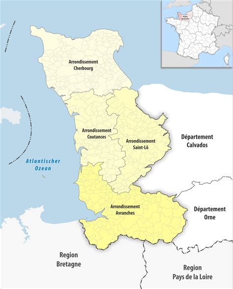 Les arrondissements du département de la Manche