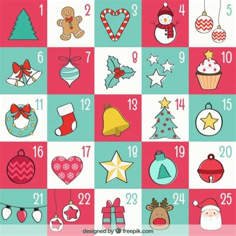 Free Vector Sketchy Christmas Advent Calendar Calendario De