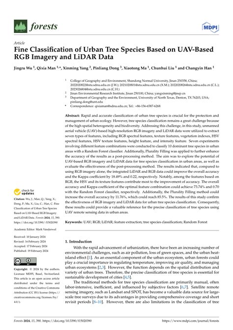 pdf fine classification of urban tree species based on uav based rgb imagery and lidar data