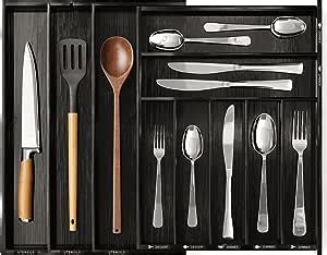 Amazon SpaceAid Bamboo Silverware Drawer Organizer With Labels
