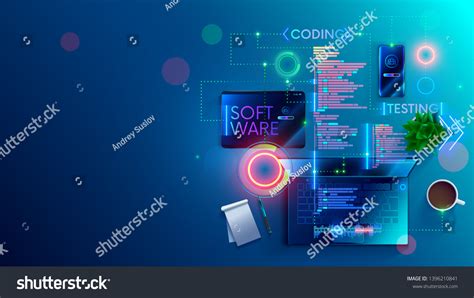 software development coding process concept programming stock vector royalty free 1396210841