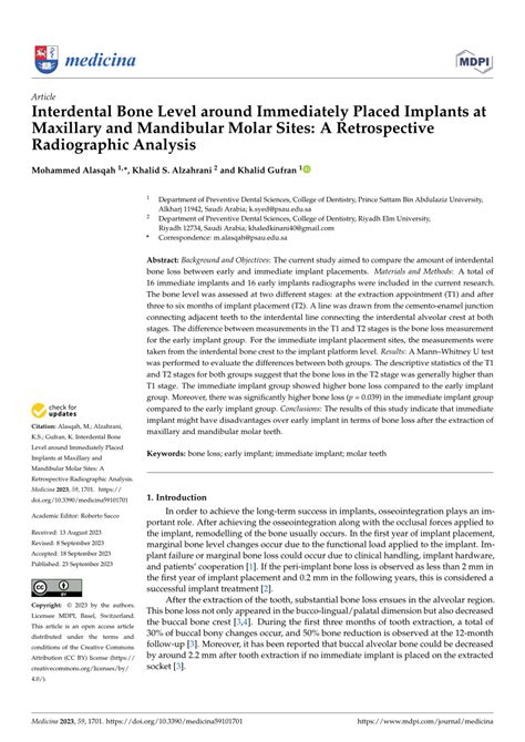 PDF Interdental Bone Level Around Immediately Placed Implants At