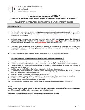 Fillable Online Irishpsychiatry Guidelines For The Completion Of BForm