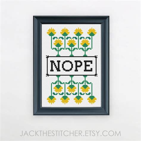 PDF ONLY Nope Modern Subversive Cross Stitch Template Pattern Instant