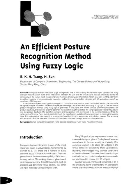 an e icient posture recognition method using fuzzy logic e k h tsang h sun pdf fuzzy