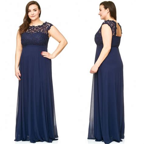 Galajurk Grote Maat Marine Blauw Ronde Hals ChiffonR1275 Gala