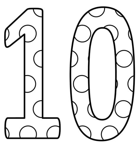 Desenhos de Número 10 Grátis Para Crianças para Colorir e Imprimir
