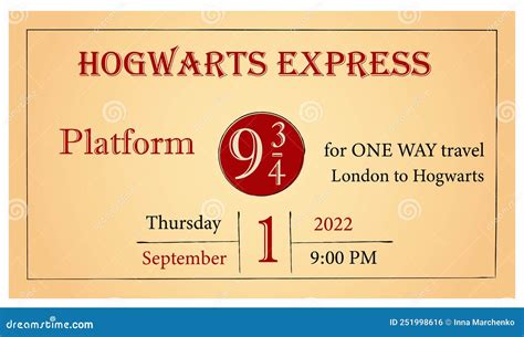 Hogwarts Express Ticket For One Way Travel Vector Illustration