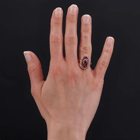 Proantic Bague Rubis Saphirs Diamants Style Art Déco