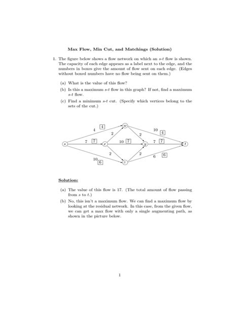 max flow min cut and matchings solution 1 the figure below