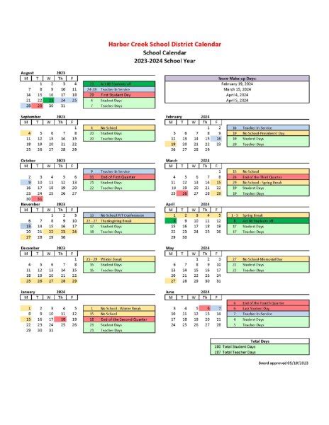 Harborcreek School District Calendar Brier Claudia