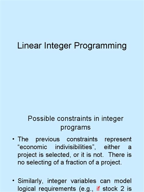 integer programming lecture 2 pdf capital economics net present value