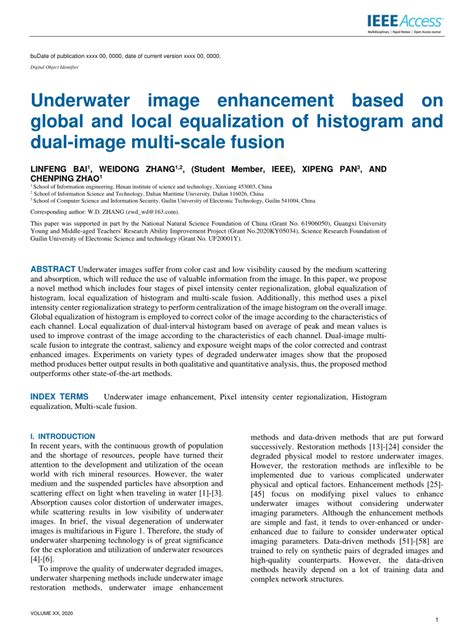 pdf underwater image enhancement based on global and local equalization of histogram and dual